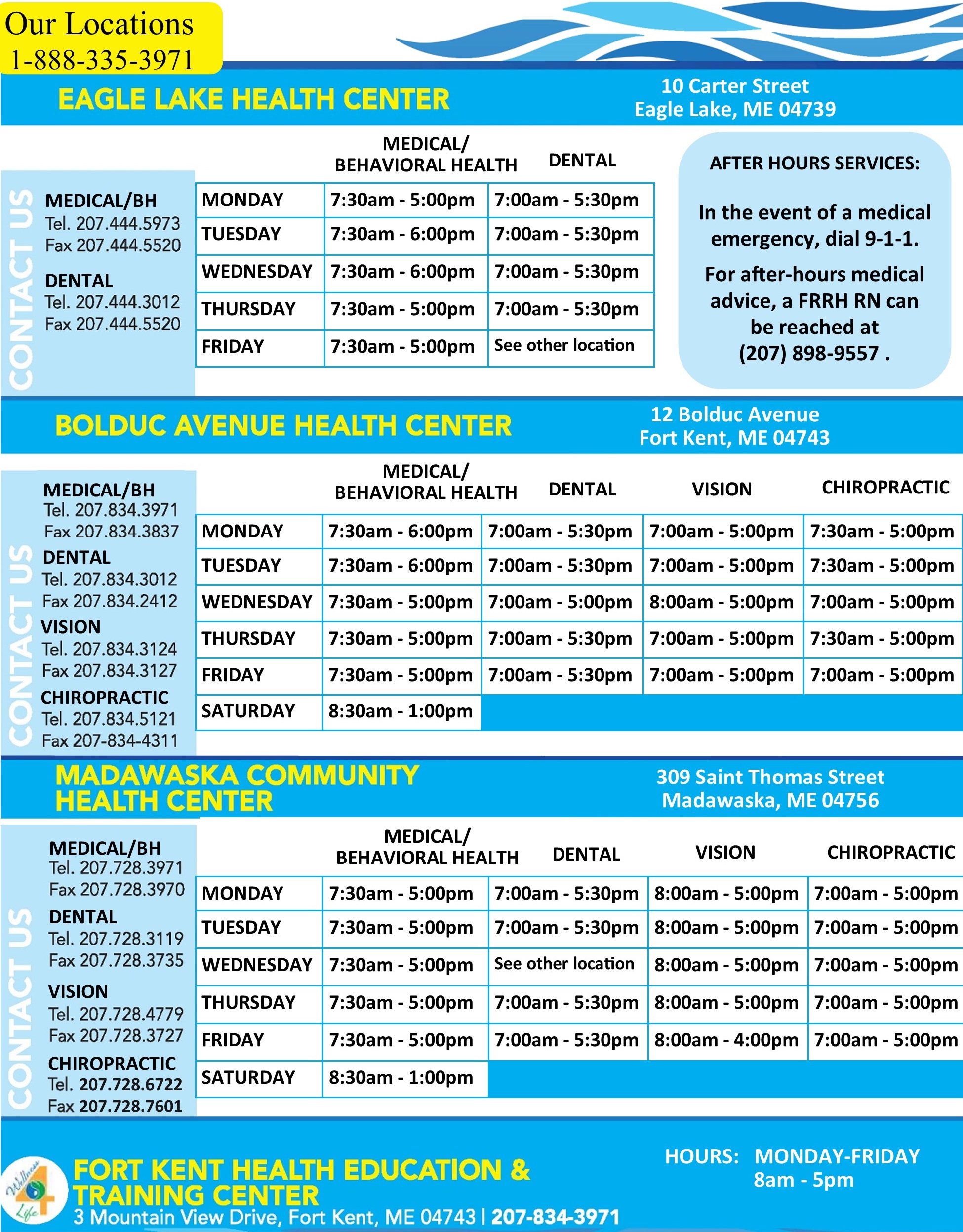 Locations/Hours - Fish River Rural Health