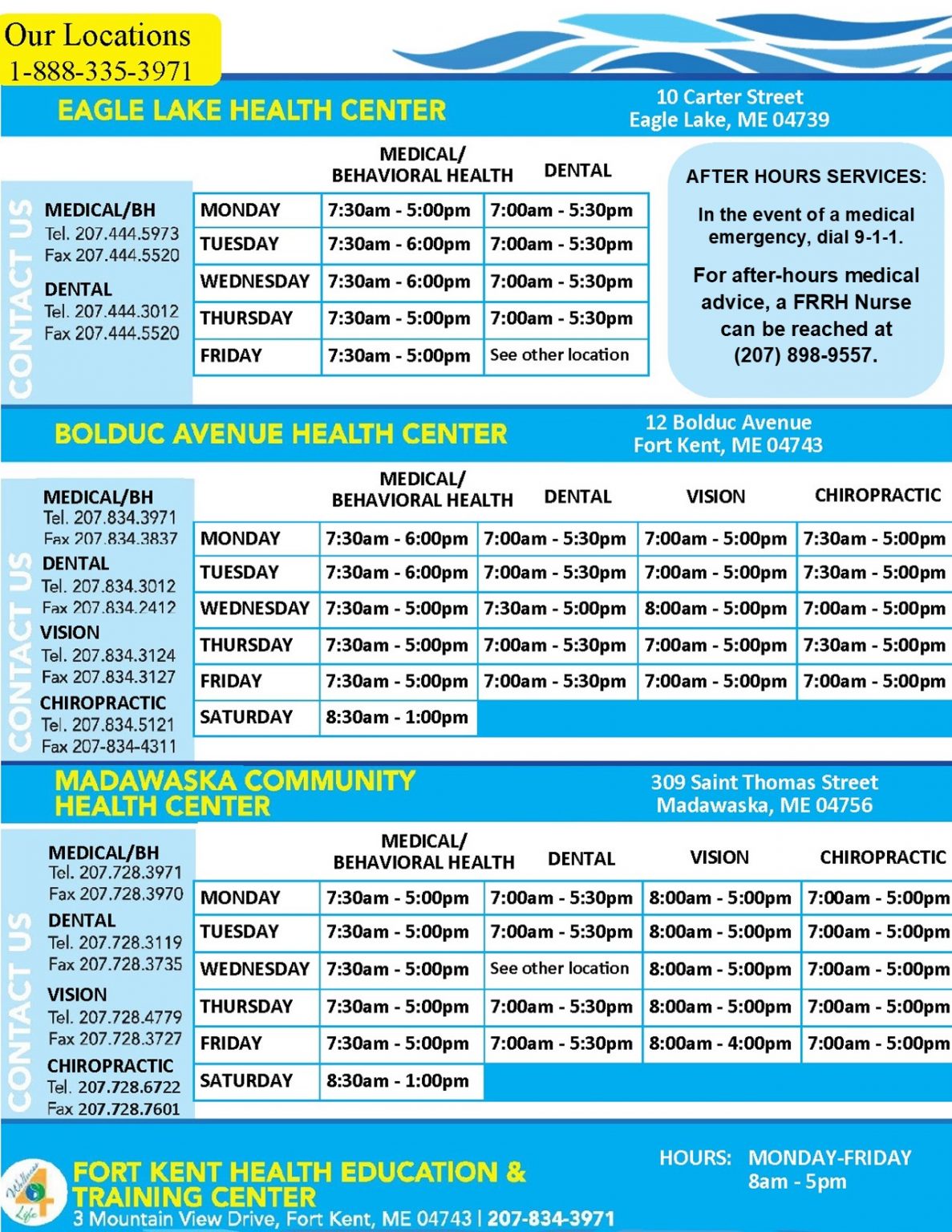 Locations/Hours - Fish River Rural Health